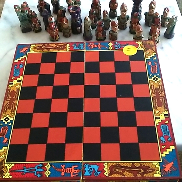 Games | Vintage Aztec And Inca Miniture Chess Set | Poshmark